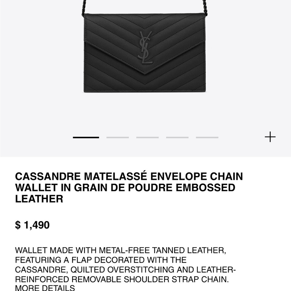 Ysl Cassandre Matelass Envelope Chain Wallet In Grain… - Gem